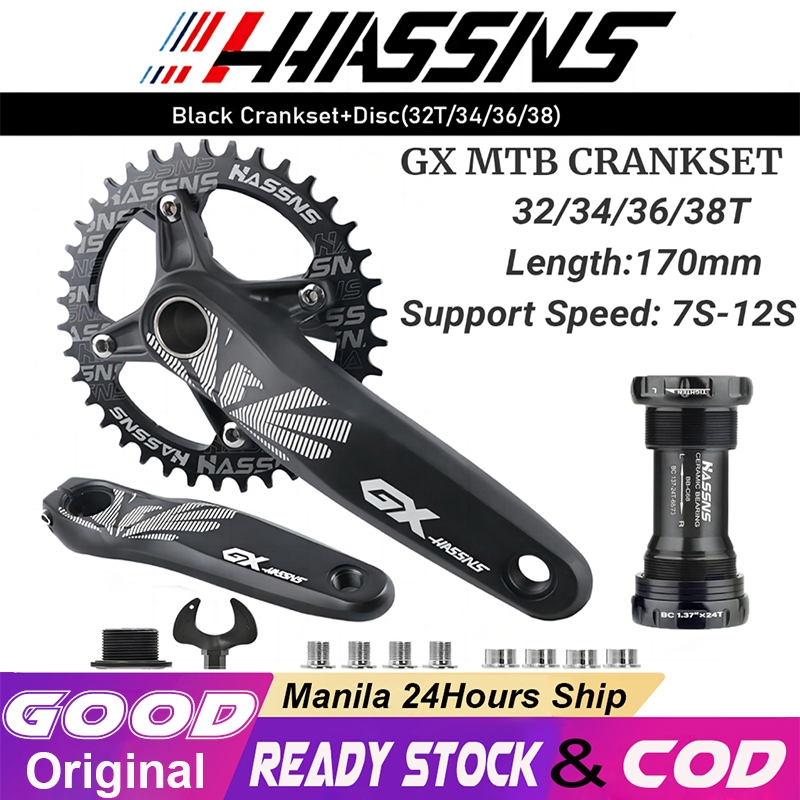 HASSNS GXP Bicycle Hollowtech Bike Crankset 104 BCD BottomBracket MTB ...