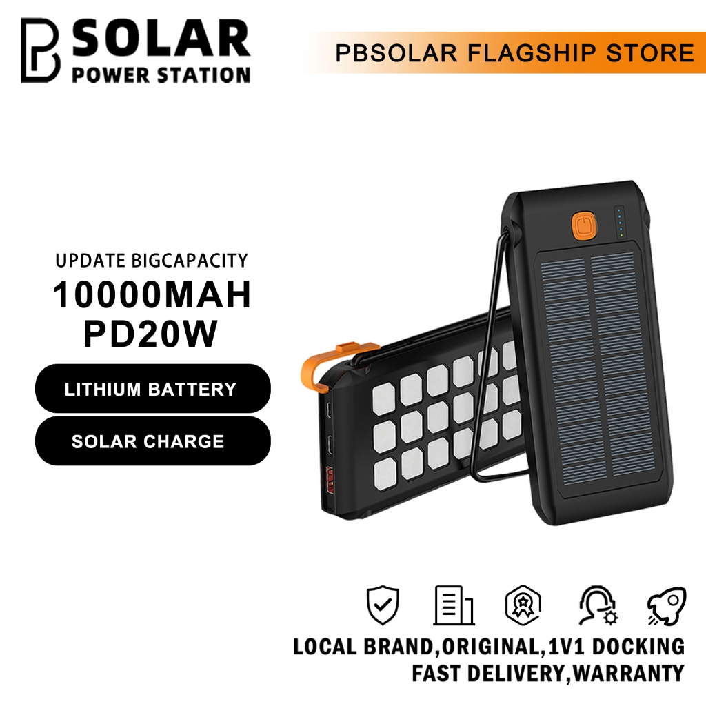 PB Solar power bank SPB07 10000mAh PD 20W PowerBank Type C LED portable ...