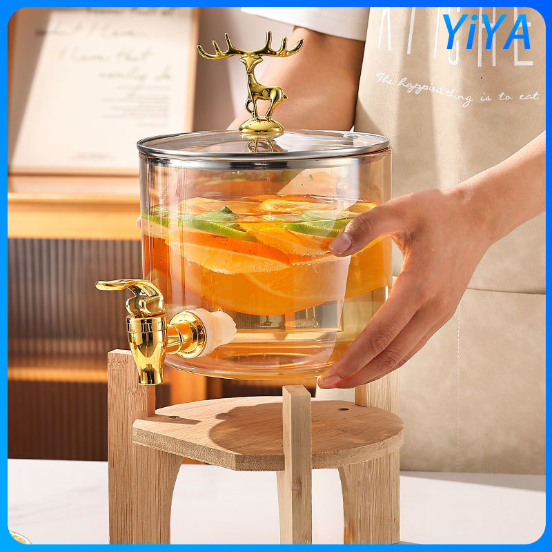 2.6L Deer head cover drinking bucket Amber orange juice bucket Glass ...
