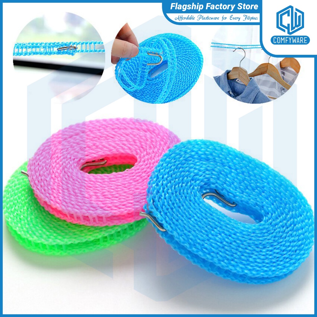 3M/5M Portable Anti-Skid Windproof Clothesline Fence-Type Nylon Clothes ...