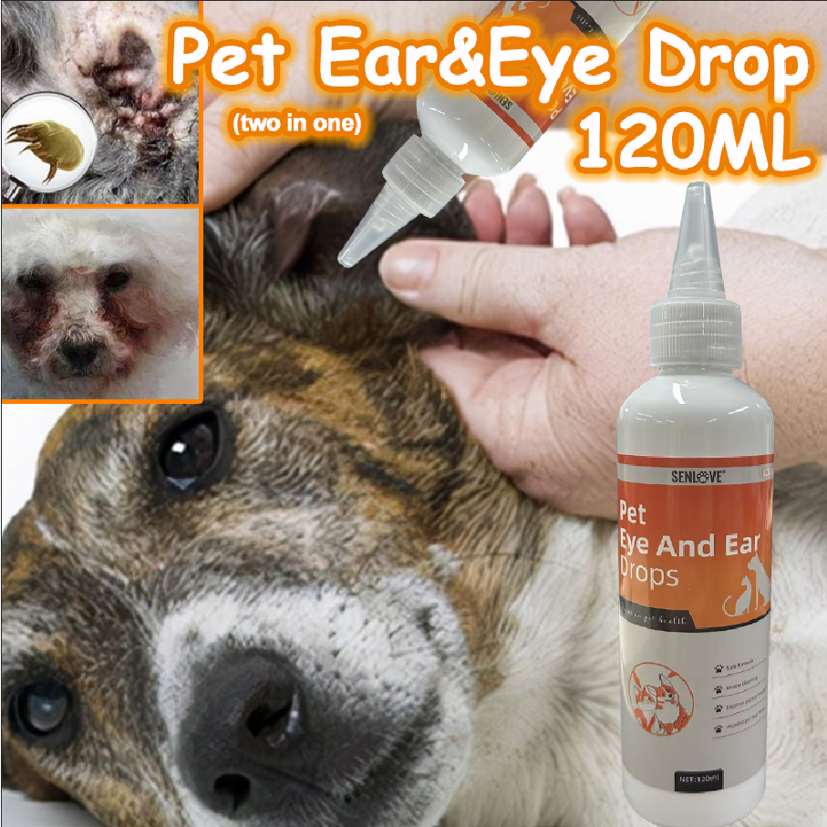 Senlove Ear Drops for Dogs Cats Ear Mites Odor Removal Drops Pet Ear ...