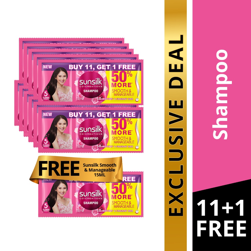 Sunsilk Shampoo Smooth & Manageable Pink 15ML 11+1 | Shopee Philippines
