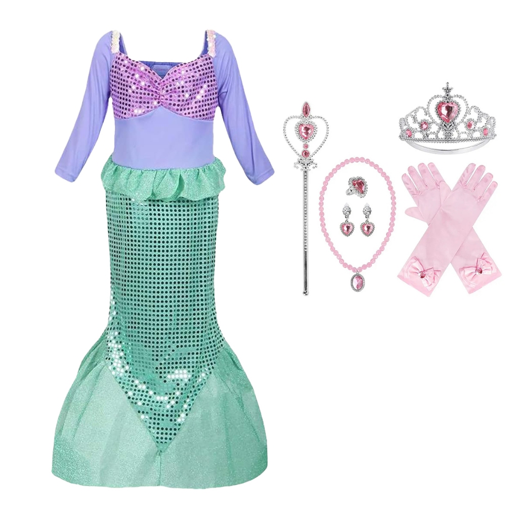 Book Character Ocean Princess Ariel Mermaid Dress/Costume/ Role Pretend ...