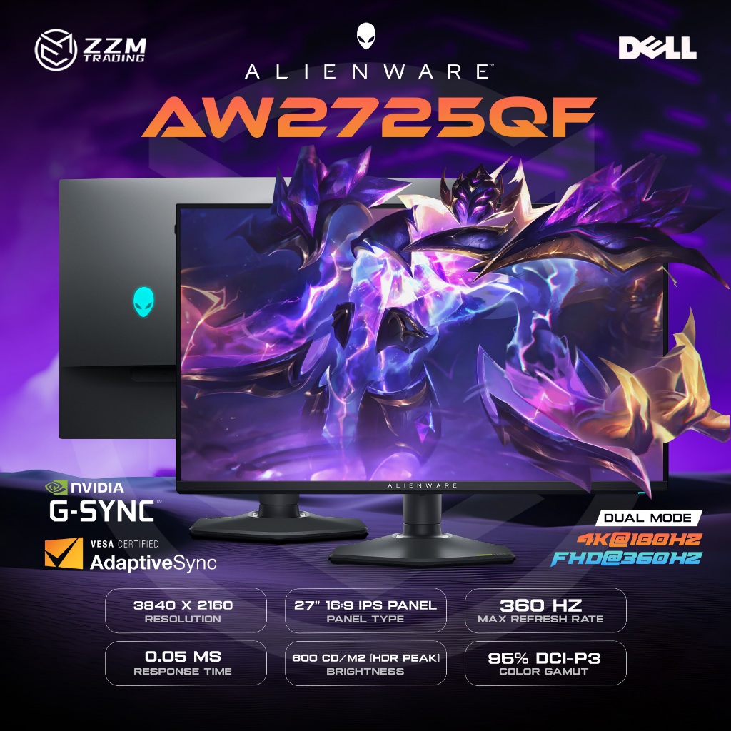 Alienware AW2725D/AW2725DF/AW2725Q/AW2725QF 27" 360Hz QD-OLED Gaming ...
