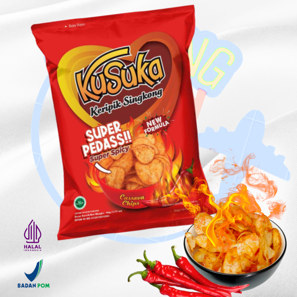 Indonesian Kusuka Cassava Chips Spicy Snacks Original Indonesia 50g Super Pedas Popular Halal ...