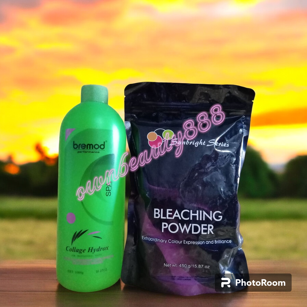 1 SET SUNBRIGHT SERIES BLEACHING POWDER 450G AND BREMOD COLLAGE HYDROX ...