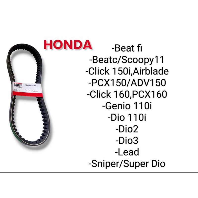 BANDO BELT or FAN BELT Beat 110i ,Beat/Scoopy,Click 125i,Click 150i ...