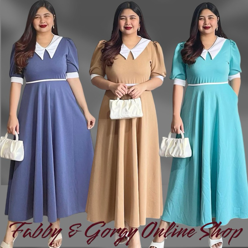 Fab Collared Maxi Dress Freesize (Small to Large) | Shopee Philippines