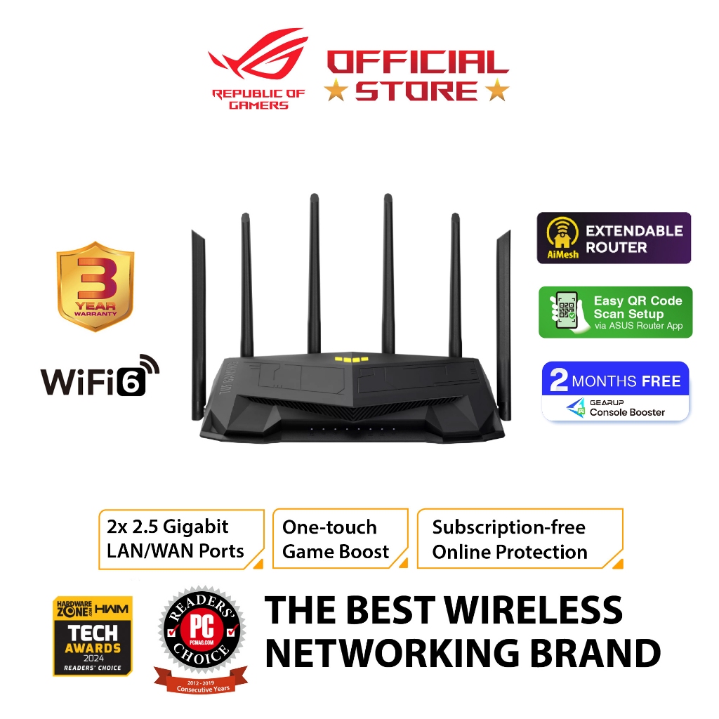 Asus TUF AX6000 Dual Band WiFi 6, Dedicated Gaming Port, Dual 2.5G Port ...