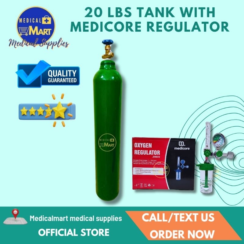 Oxygen Tank 20LBS Tank Complete Set (with content/refill and Medicore ...