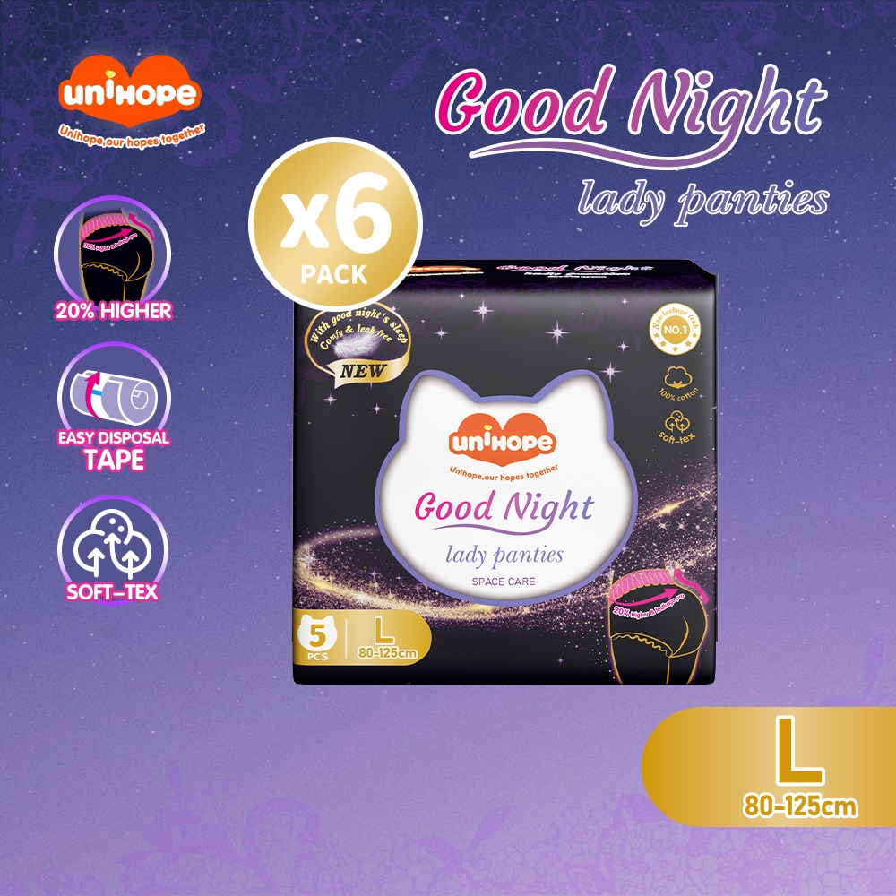 Unihope Good Night Menstrual Pants - Size M/L (6 Pack/30 Pcs) | Shopee ...