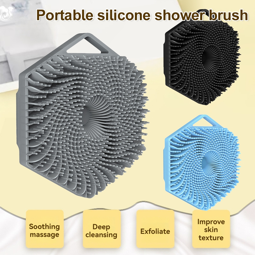 Silicone Bath Brush Portable Body Shower Scrub Sponge Bath Washing ...