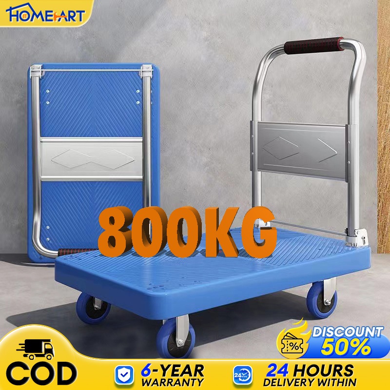 trolley cart heavy duty platform load 800KG rubber push cart wheel ...