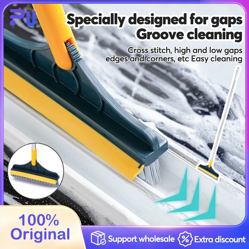 Cleaning Floor Brush 3 in 1 Bathroom Kitchen Crevice Brush Long Handle ...