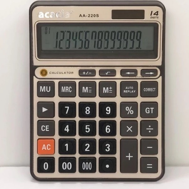 Acacia Solar Eelectronic Calculator Big screen 14 Digits AA-220S ...