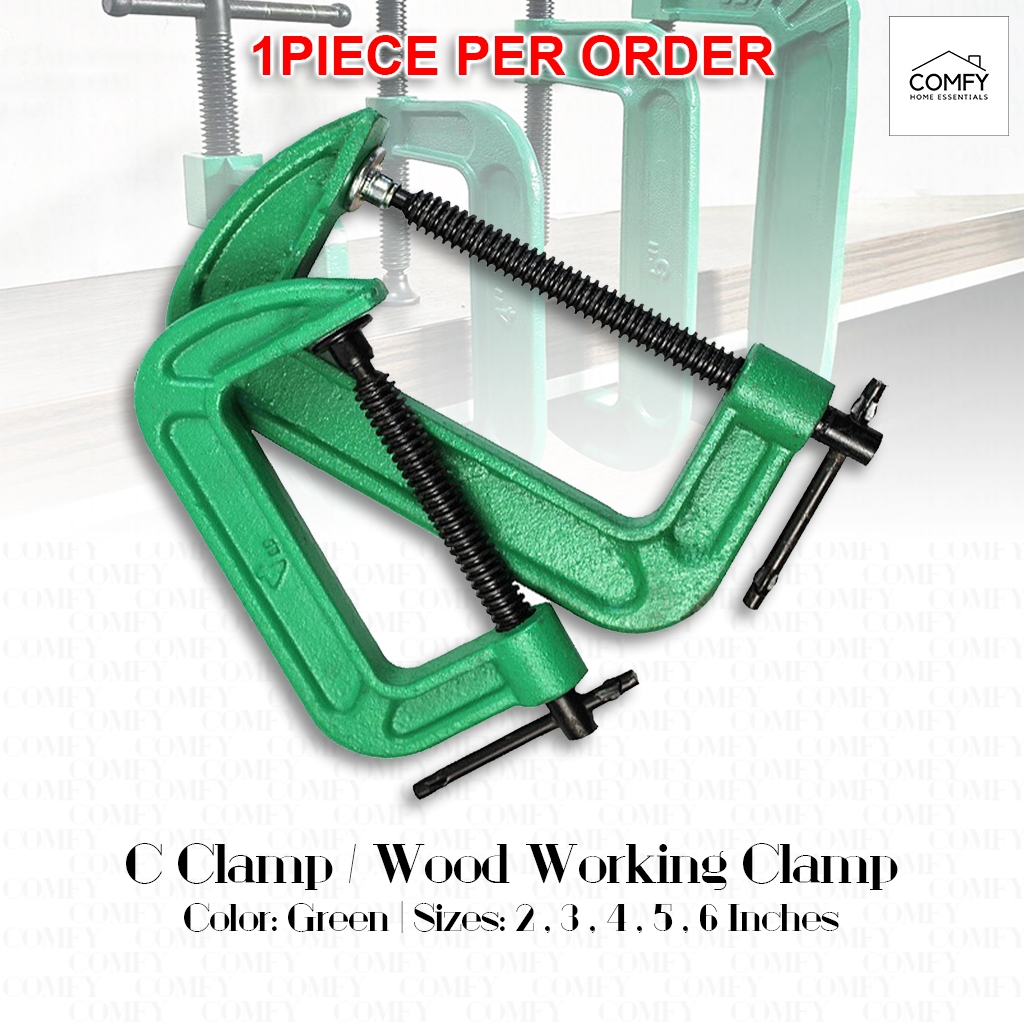 (PER PC) 2/3/4/5/6 Inches C Clamp for Wood Working Green Wood Board ...