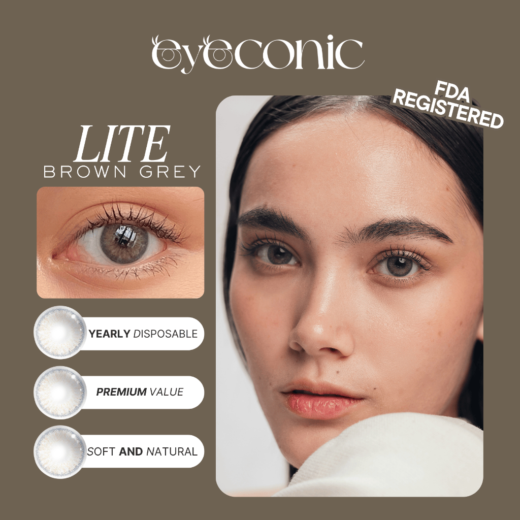 Eyeconic Lite (Cool Brown-Grey) Yearly Disposable Soft Contact Lens - Premium | Shopee Philippines