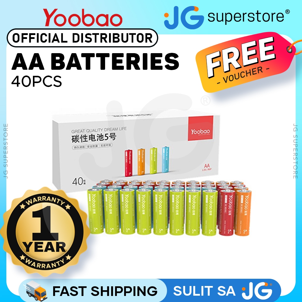 Yoobao AA Battery (40pcs) Carbon Zinc Batteries with High Capacity and ...