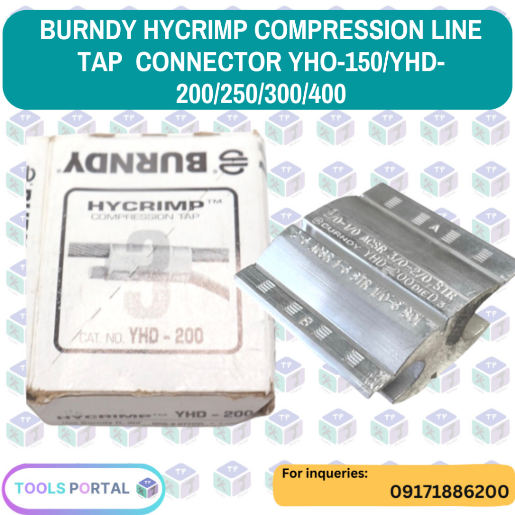 Hubbell Burndy H-Tap Connector/Hycrimp Compression Line Tap Connector YHO-150/YHD-200/250/300 ...