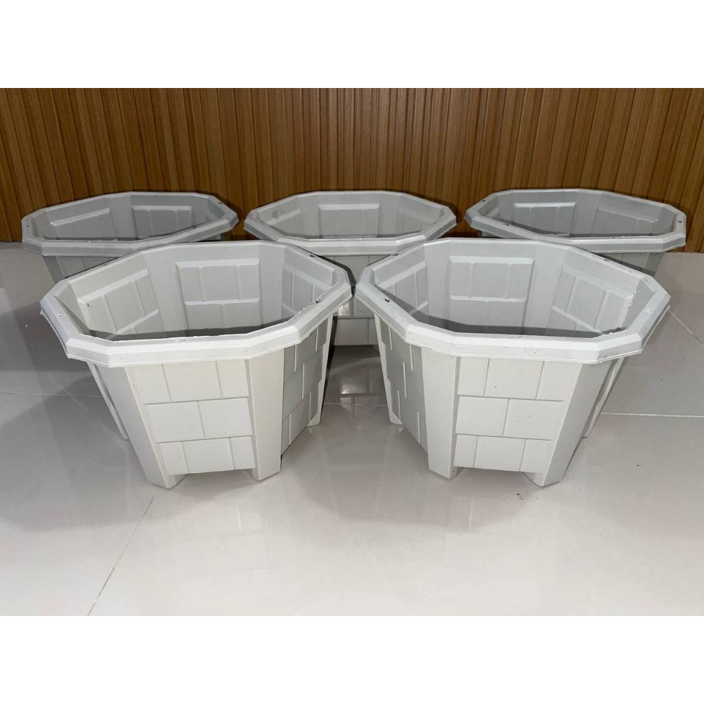 set of 5pcs. hexagon brick pots for plants 21x12 cm - cute paso ...