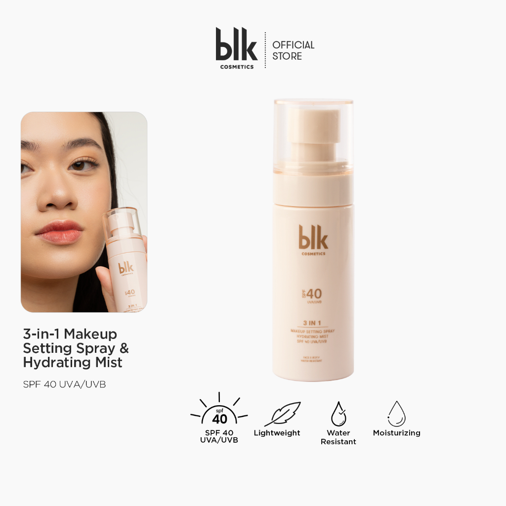 blk cosmetics fresh 3in1 makeup setting spray & hydrating mist SPF 40 ...