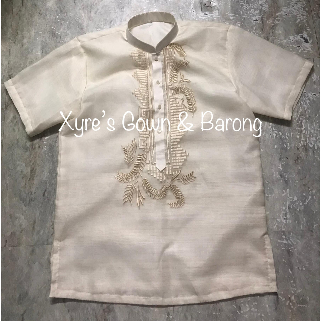Dahon Cream Polo Barong with Lining/ Piña Organza/ Not Shiny- Direct ...