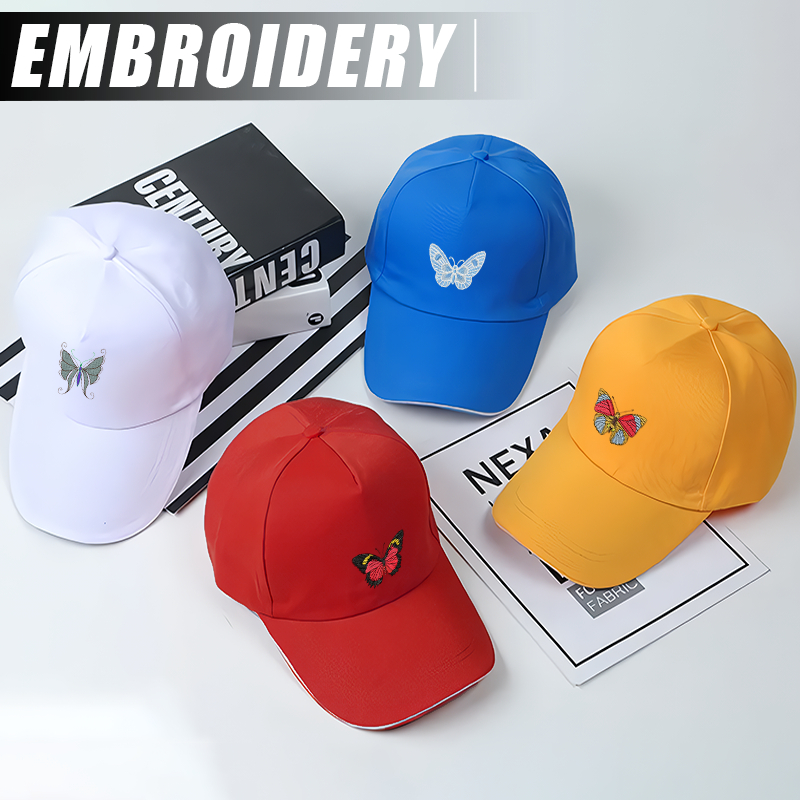 CMYK Embroidery 2 Tone Cap Minimalist Butterfly Design Burda Tahi ...