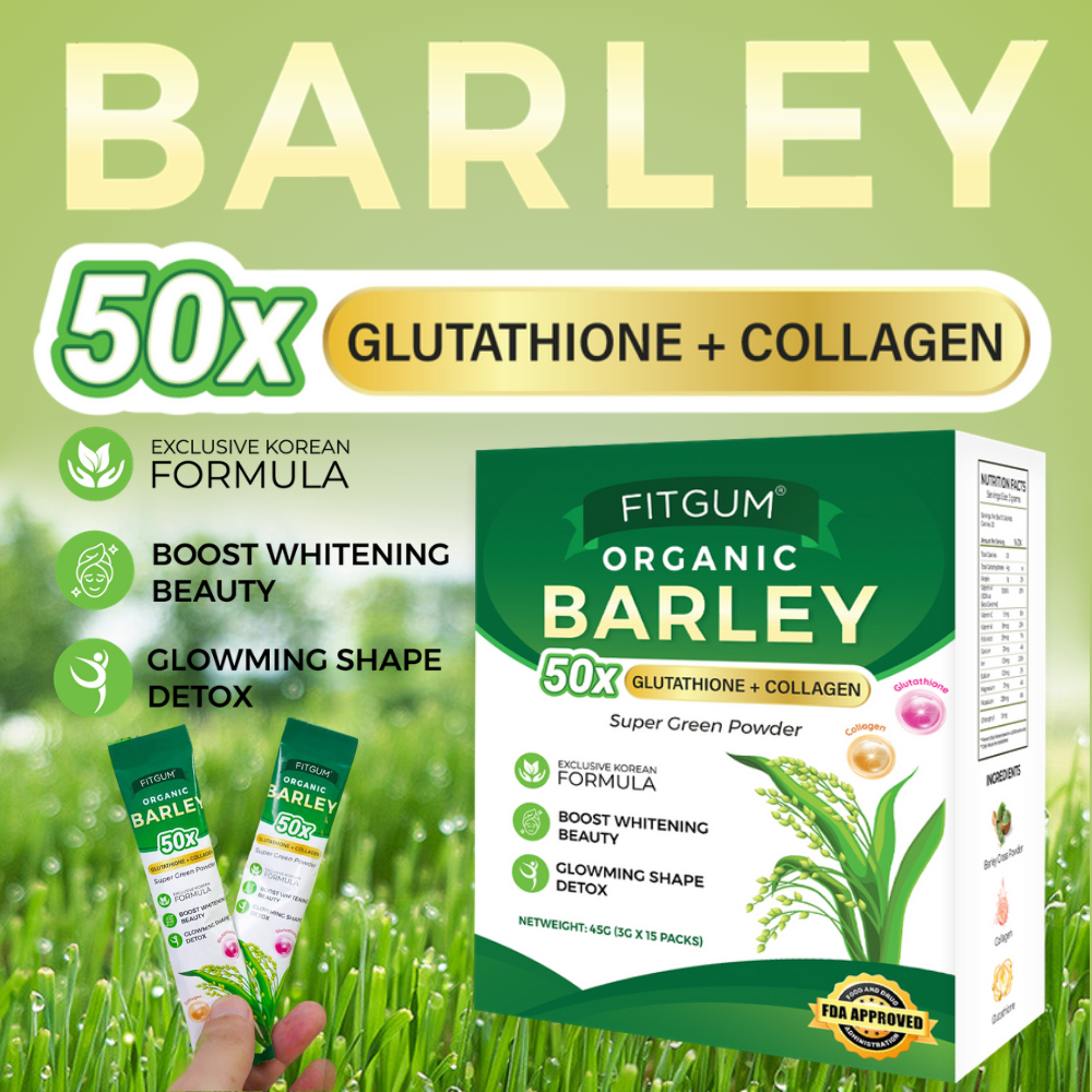 FITGUM Organic Barley 50X Glutathione + Collagen Rejuvenation Detoxify ...