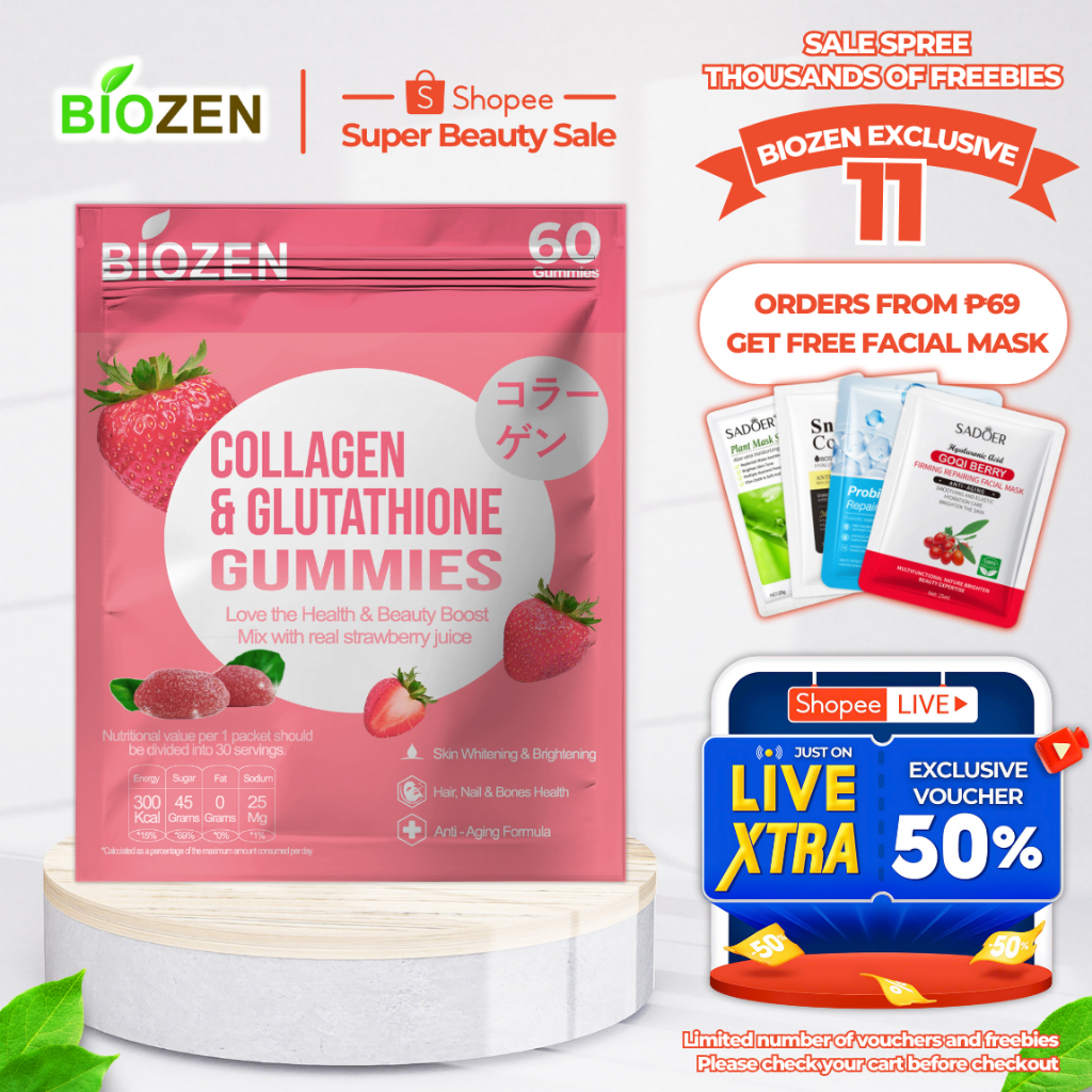 Biozen Glutathione Collagen Gummies Anti-Aging Brightening Skin ...