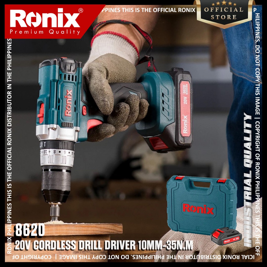 [NEW ARRIVAL] Ronix 8620 Premium Quality With Case Cordless Impact drill driver 20V -2 Batteries ...
