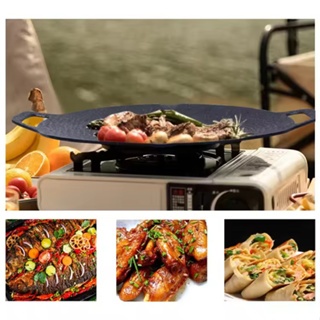 grillpan- round grill pan korean camping griddle plate nonstick cooker ...