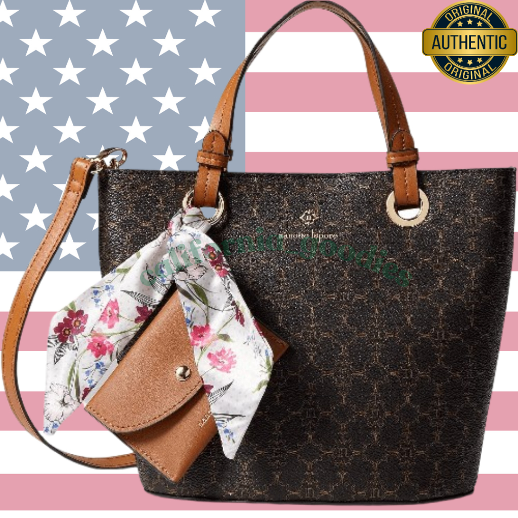 NEW Nanette Lepore Gianna Logo Satchel with Card Case and Scarf Women's ...