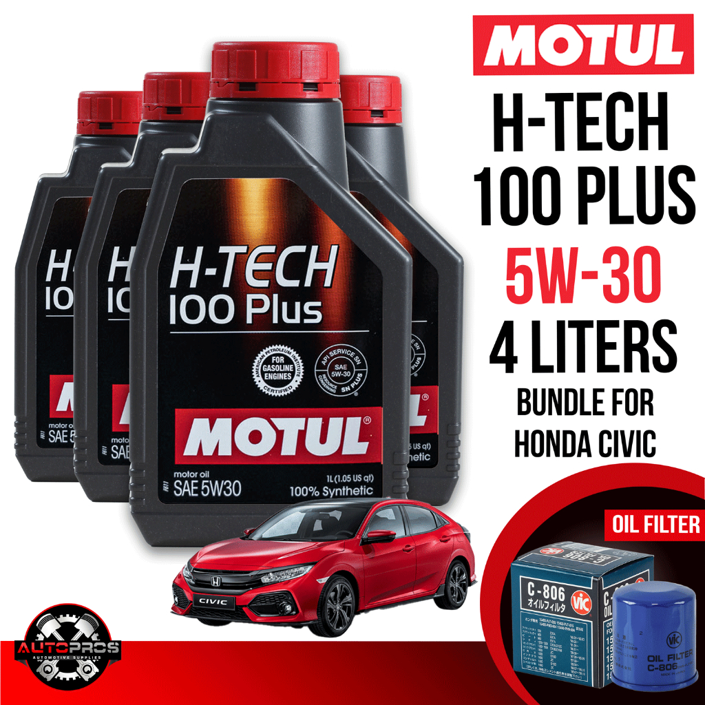 Motul H-Tech 100 Plus 5W-30 Fully Synthetic Oil 4 Liters Change Oil for ...