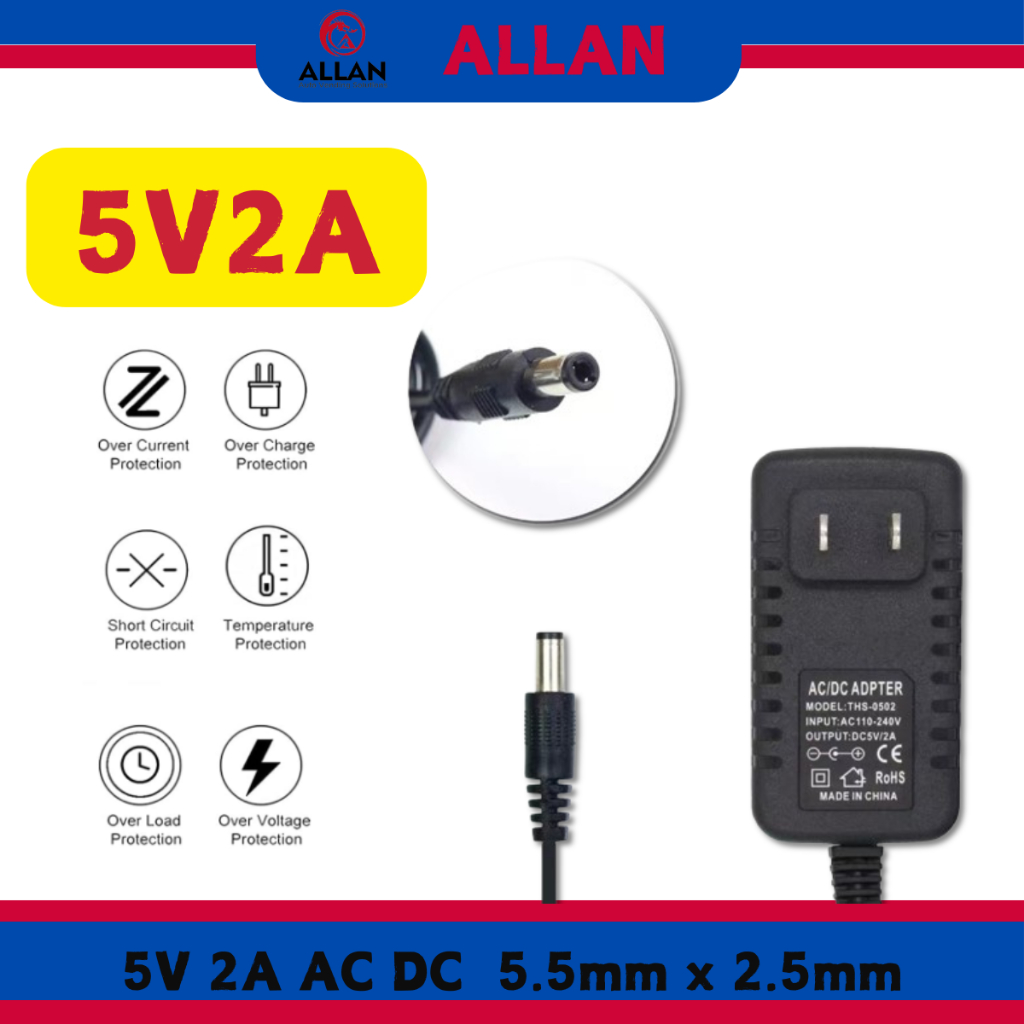 ALLAN 5V2A Adapter AC DC 220V Wall Switching Power Supply Adapter For ...