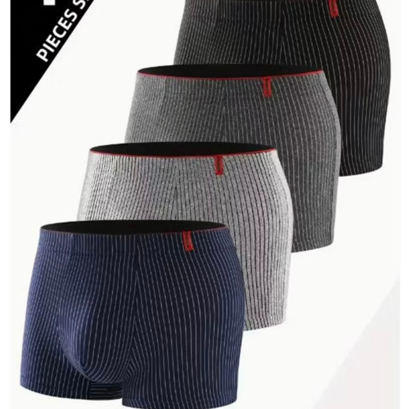 4 Pcs Cotton Striped Boxer,Random Color,Good Quality Boxer, Men's ...