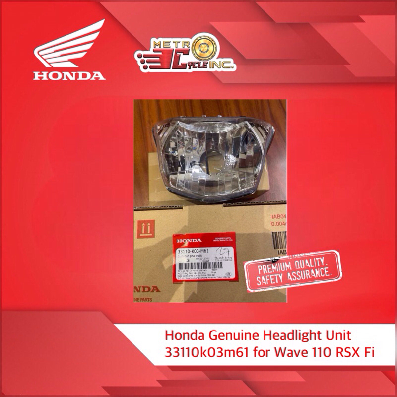 Honda Genuine Headlight Unit 33110k03m61 for Wave 110 RSX Fi | Shopee ...