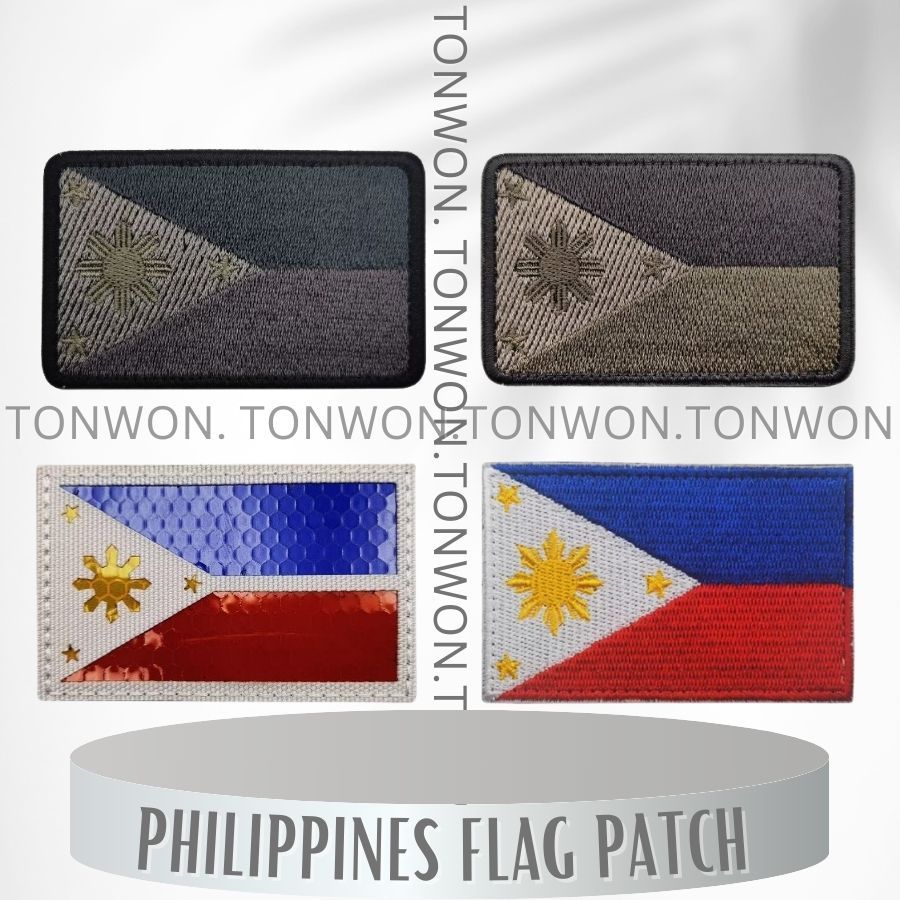 Philippines Flag Embroidered and Infrared Reflective sew on Patch Filipino National Emblem ...