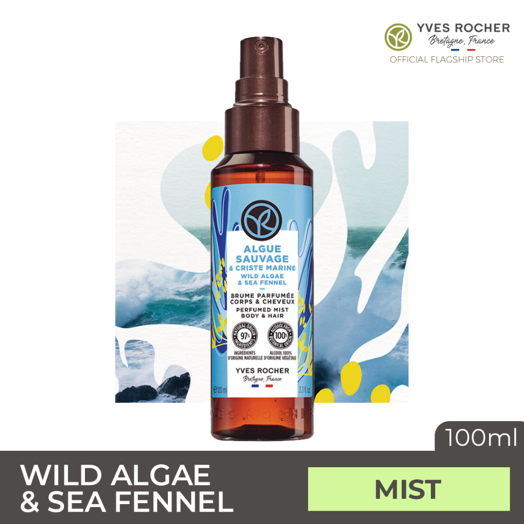 Yves Rocher Wild Algae Perfume Hair & Body Mist - 100ml Natural ...