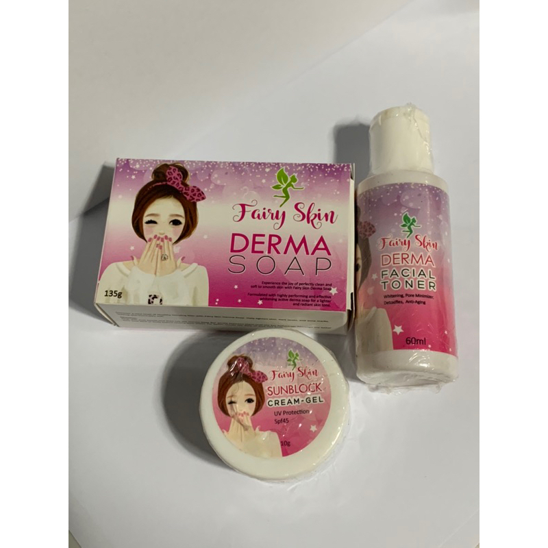 FAIRY SKIN REJUV TONER 60ml | Derma Soap 135g | Sunscreen 10g | Shopee ...