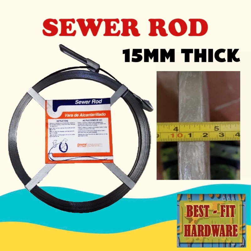 Sewer Rod Drainage Sewage Declogger Metal Flat Bar - 15mm THICK (25 FT ...
