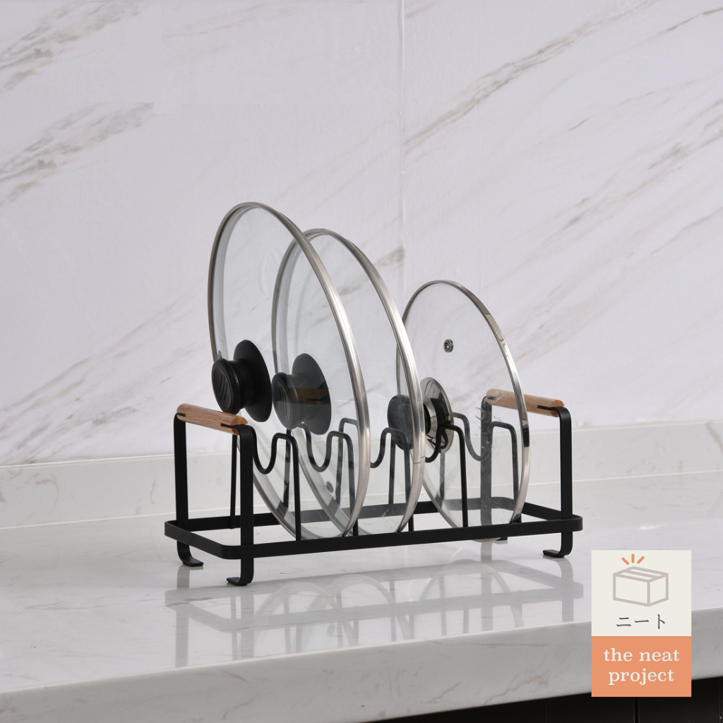 Rogu Metal Black/White Lid Rack with Wood Design | Shopee Philippines