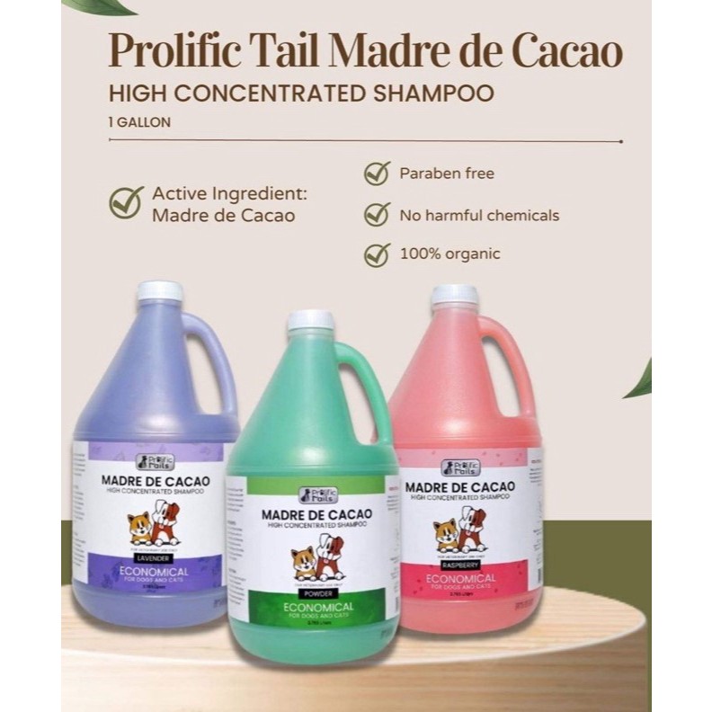 Prolific Tails 1 Gallon (3.78L) Madre De Cacao Shampoo Anti Mange, Anti ...