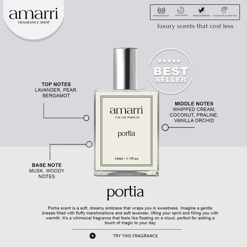 Portia 50ML Premium Oil Based Perfume for Women by Amarri | Shopee Philippines