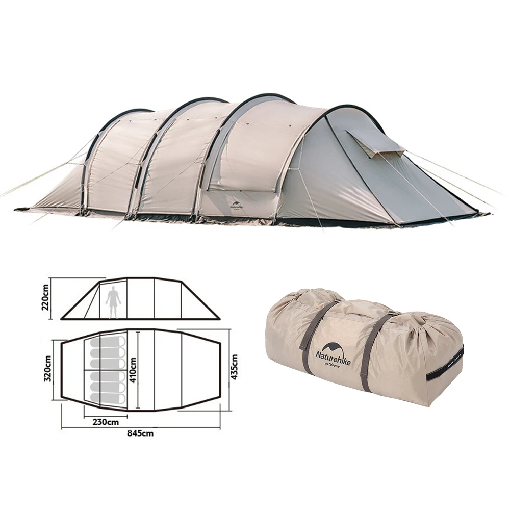 Naturehike 4 Rods Cloud Vessel Tunnel Tent Camping Tunnel Tent for 4-6 ...
