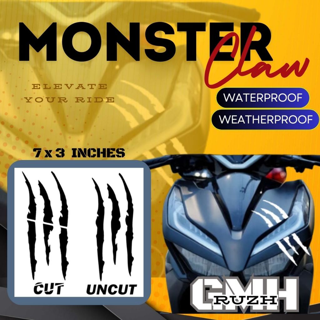 Sticker Monster Claw/Scratch (Kalmot) Sticker 7x3 inches | Shopee ...