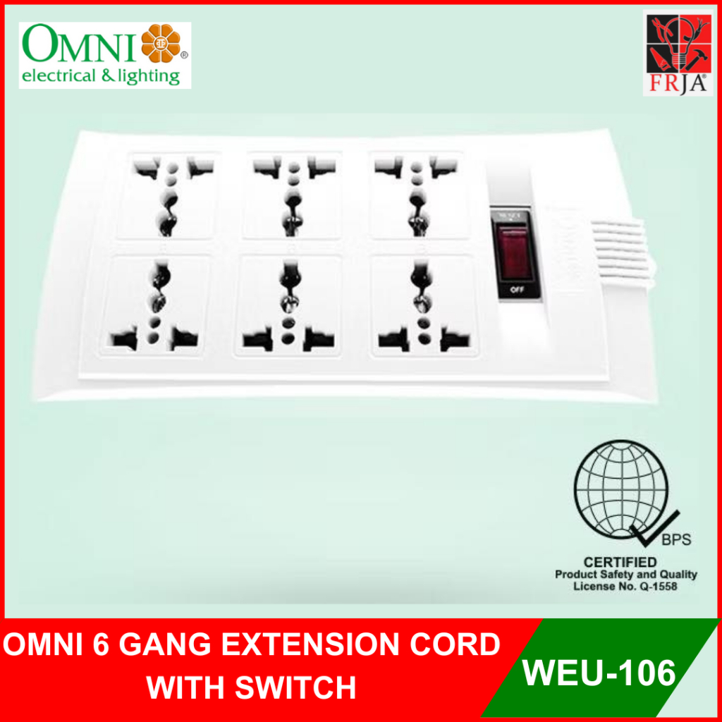 OMNI 6 GANG EXTENSION CORD WITH SWITCH WEU-106-PK | Shopee Philippines