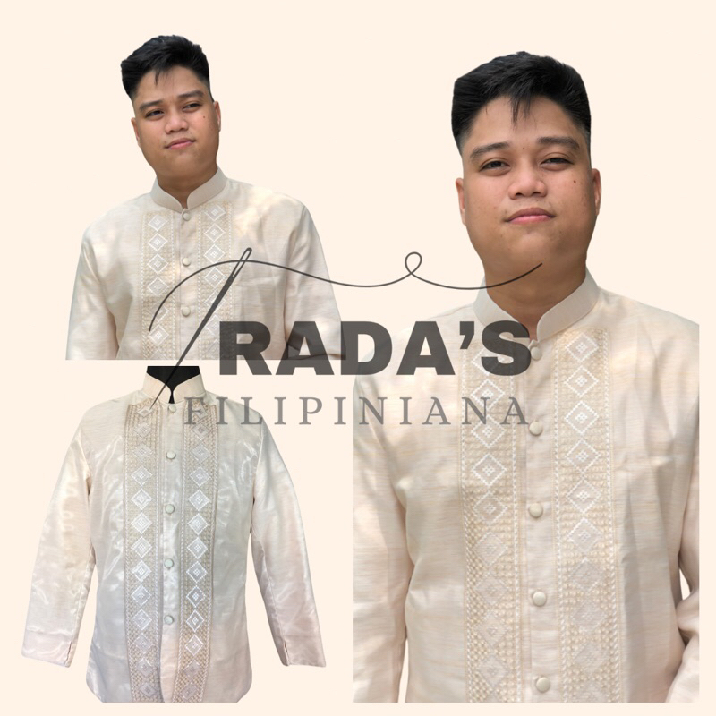 Modern Coat Barong Beige Chinese Collar Mall Quality | Shopee Philippines