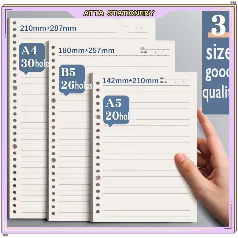 A5/B5/A4 Binder Refill 60Sheets 20/26/30 Holes Loose leaf Notebook Binder Refill Pages | Shopee ...