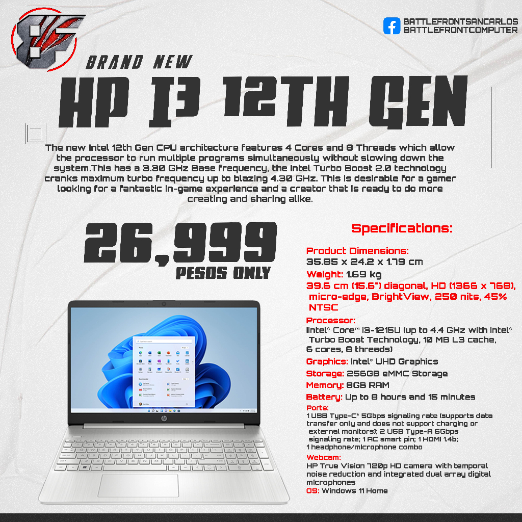 HP Essential Laptop, 15.6" FHD Display, Intel Core i3-1215U Processor ...