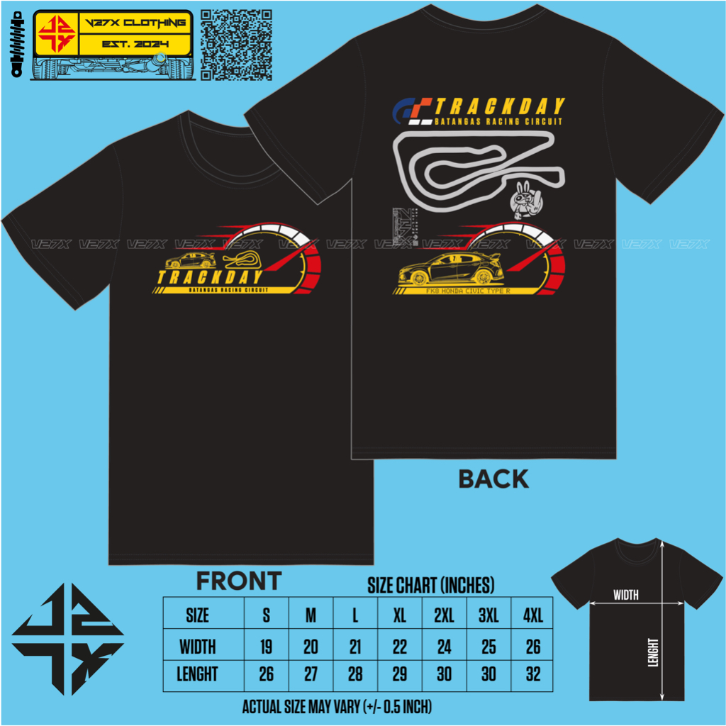V27X, TRACKDAY SHIRT, HONDA CIVIC TYPE R FK8, BRC,, V27X CLOTHING, CAR ...